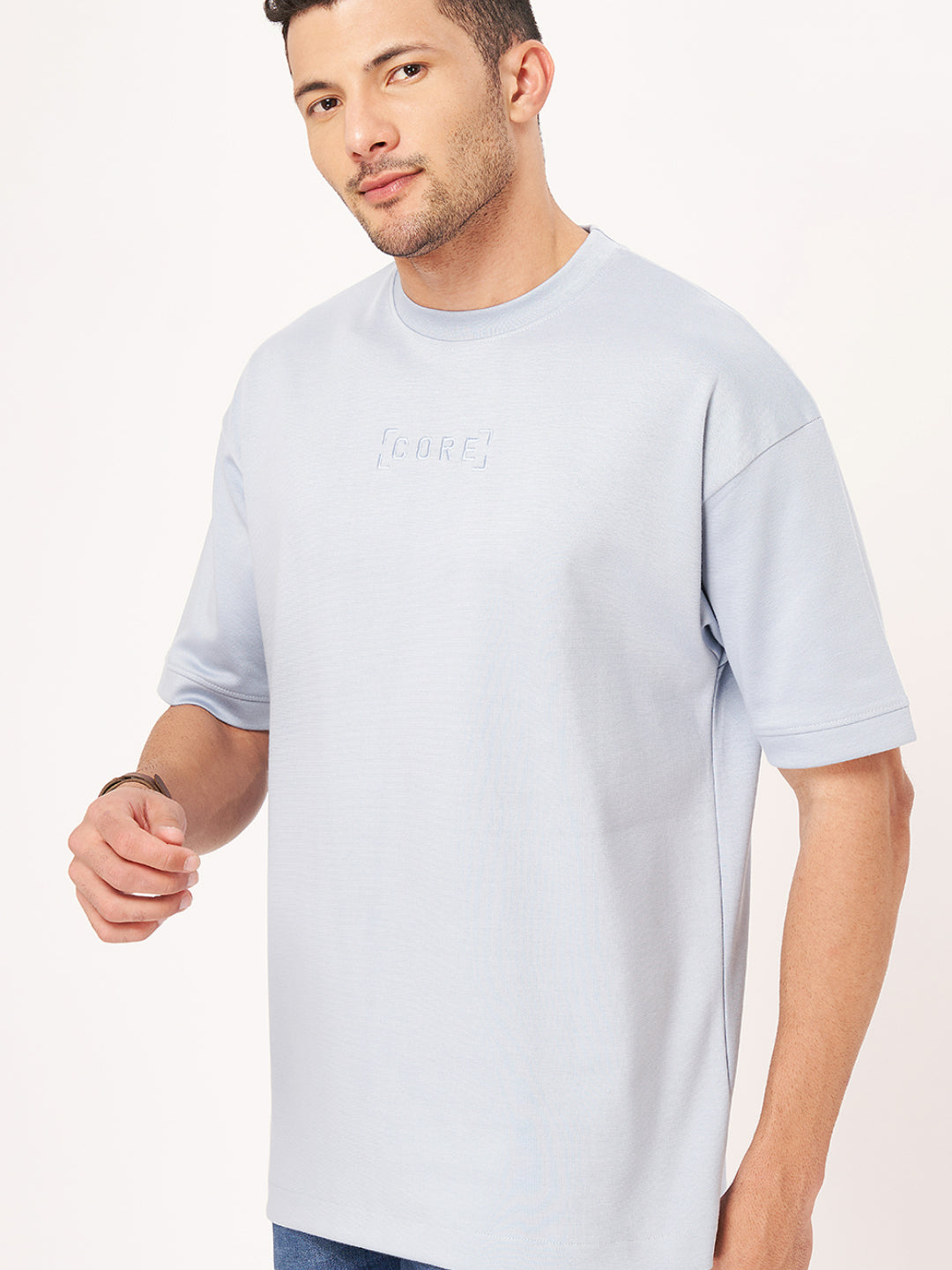 Buy Steel Blue Half Sleeve Oversized Tshirt | Zu Clothing