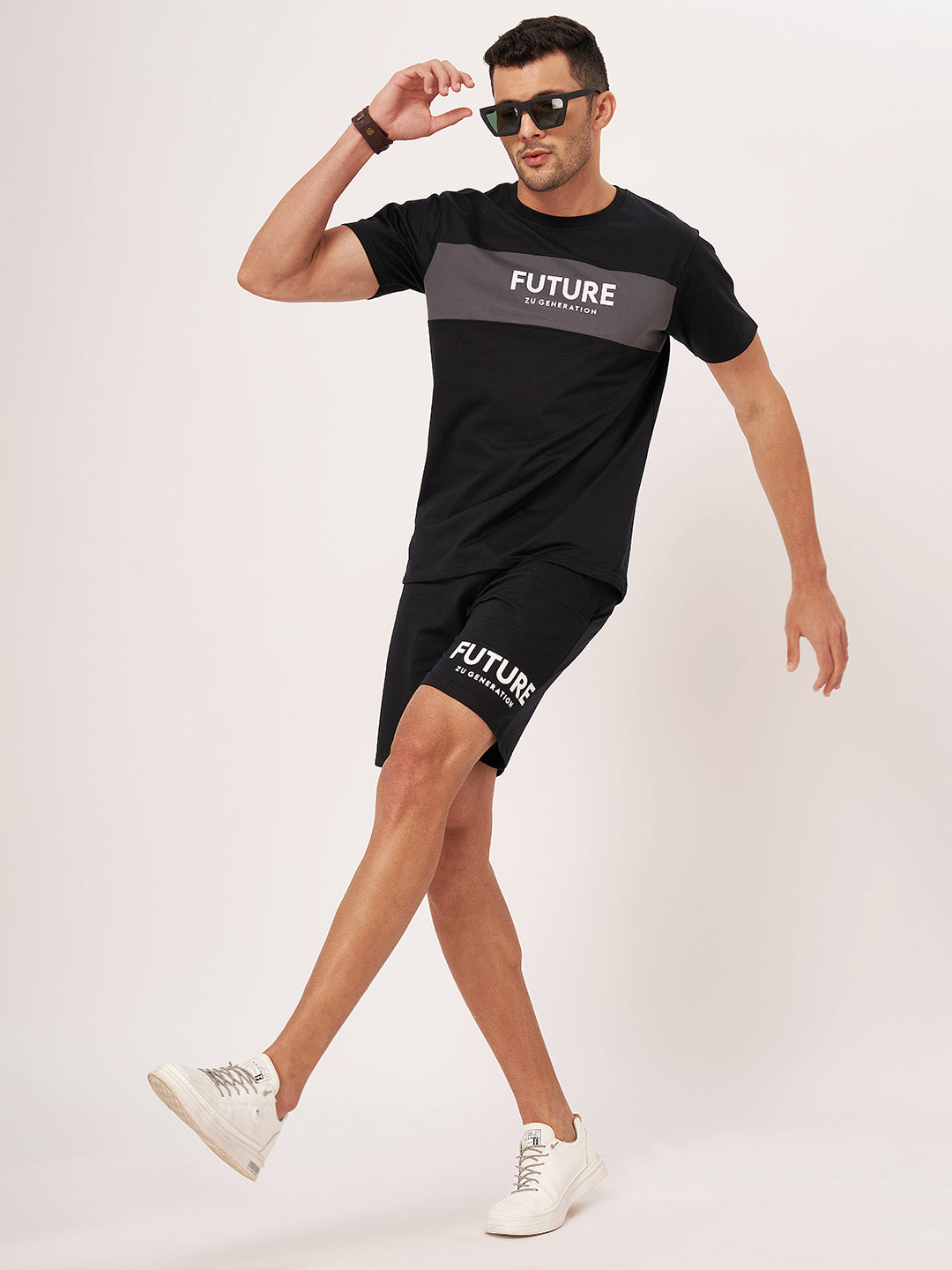 Buy Black Halfsleeve T-shirt & Shorts Co-Ords | ZU Clothing