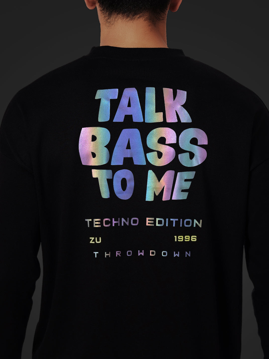 Buy Black Holographic Oversized Tshirt | Zu Clothing